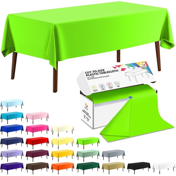 54 Inch x 300 Feet Disposable Plastic Table Cover Roll with Slide ...