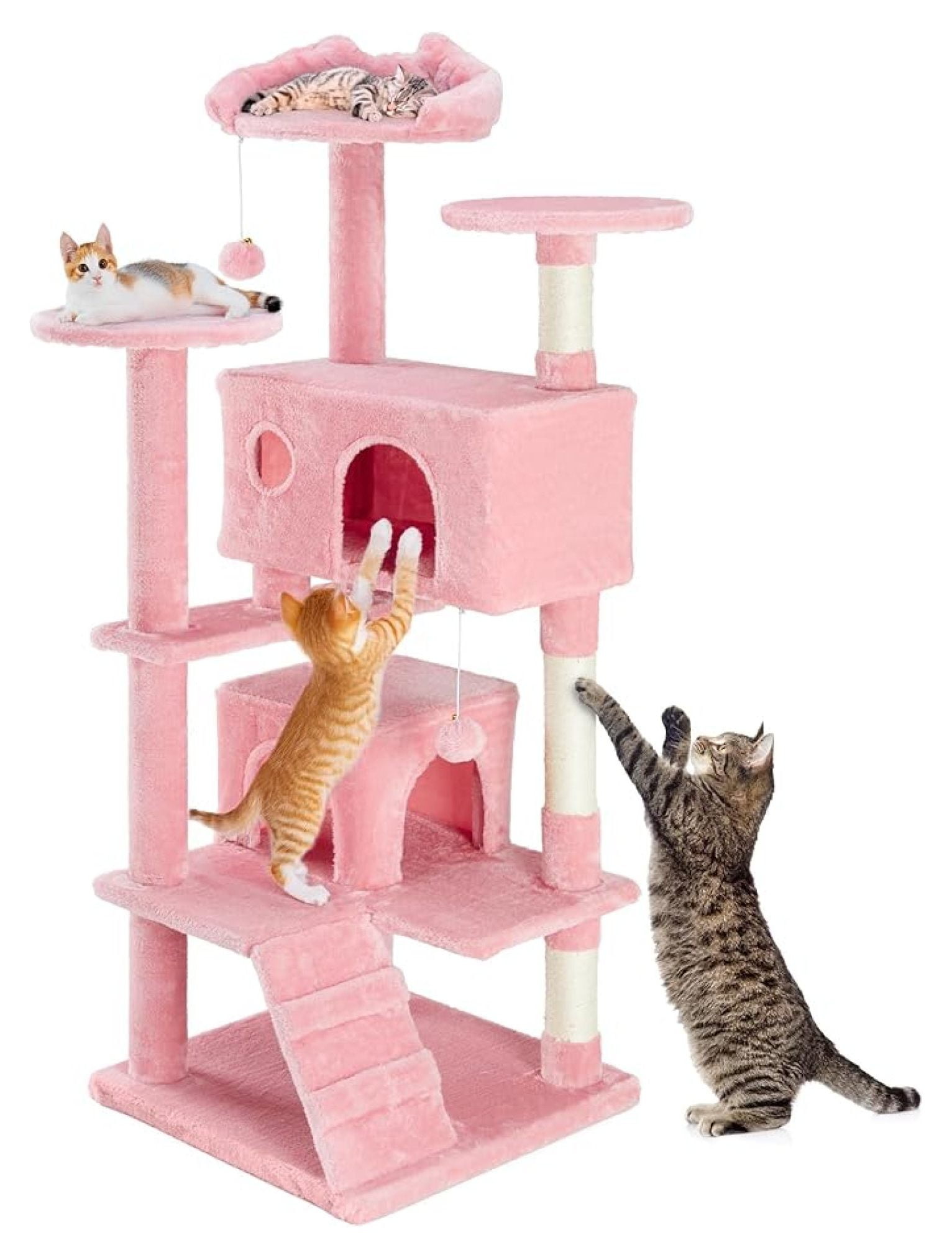 54 Inches Tower Condo, Cat Tower for Indoor Cats, Multi-Level Furniture ...