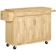 54 Inches Wide Kitchen Island, Natural Hardwood With Cabinets, Drawers ...