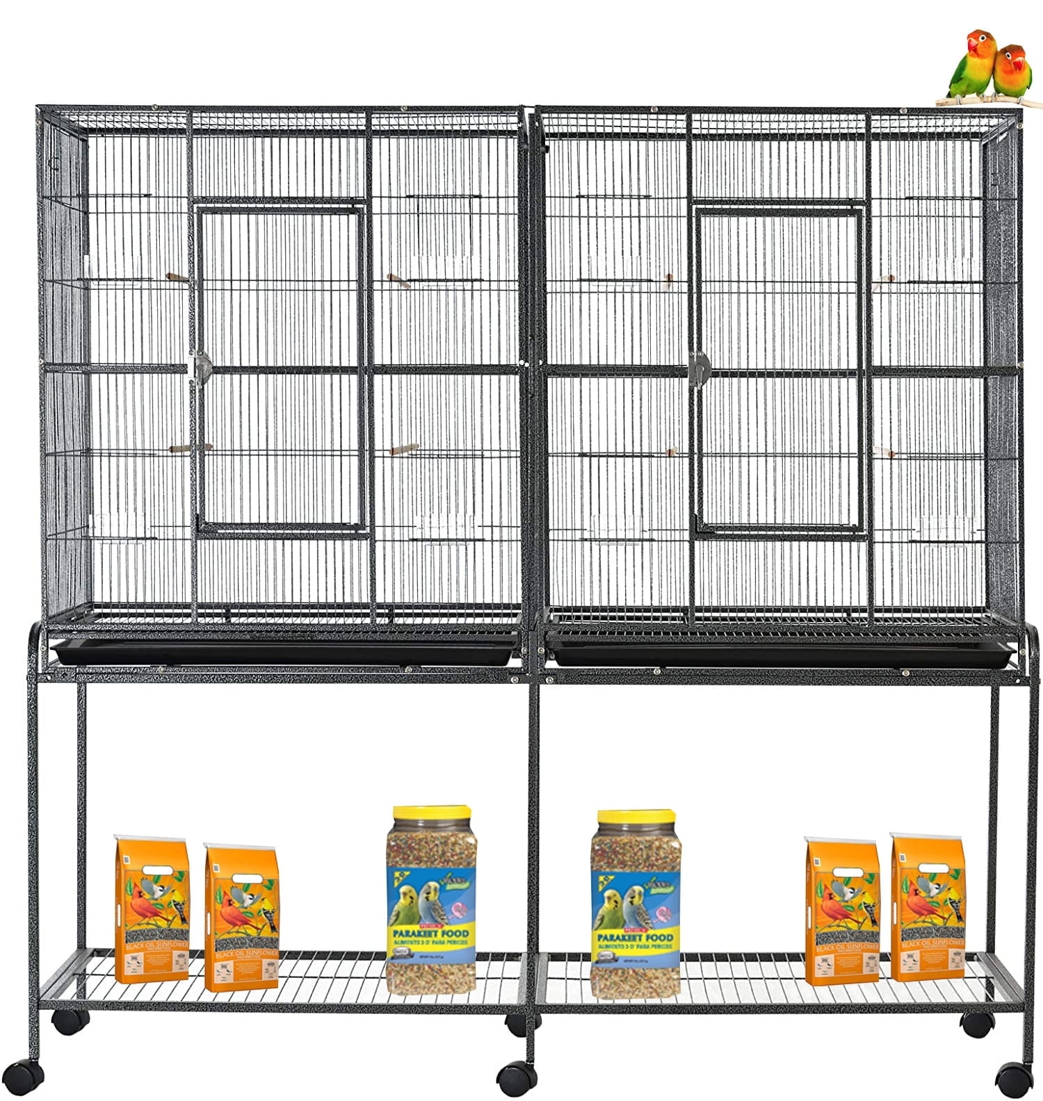 54" LARGE DOUBLE Bird House Flight Breeder Cage Center Divider Side ...