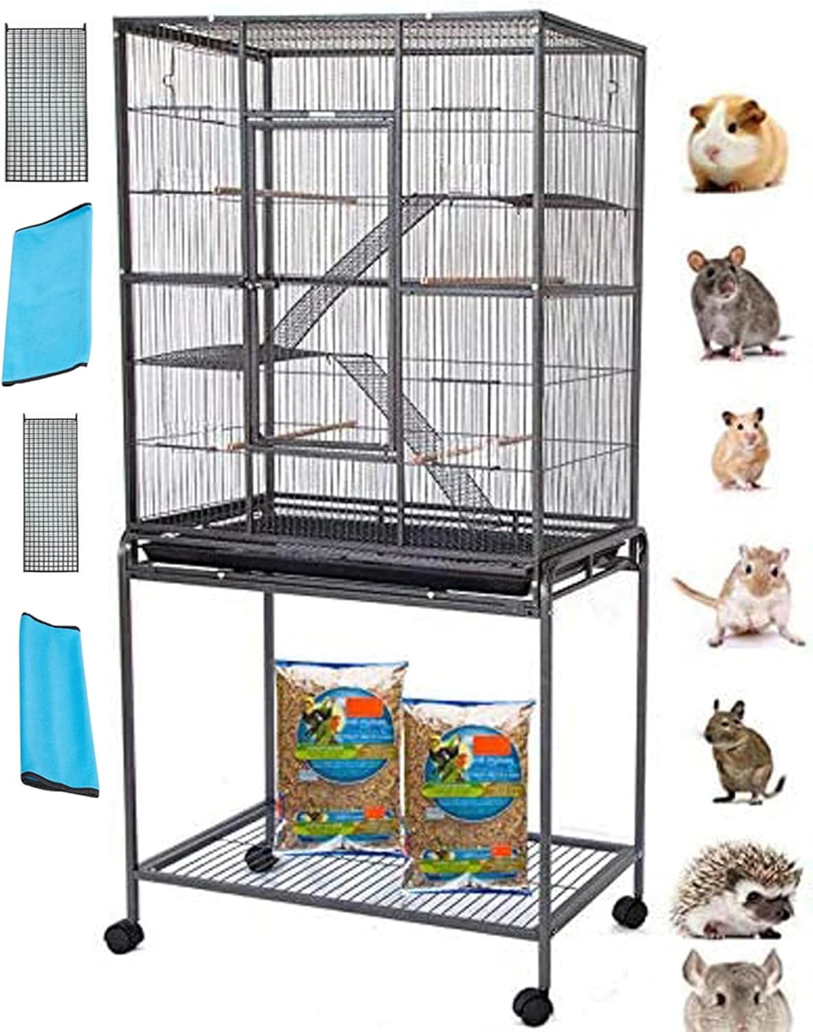 54" Large Wrought Iron 4-Level Chew-Proof Tight 1/2-inch Wire Spacing ...