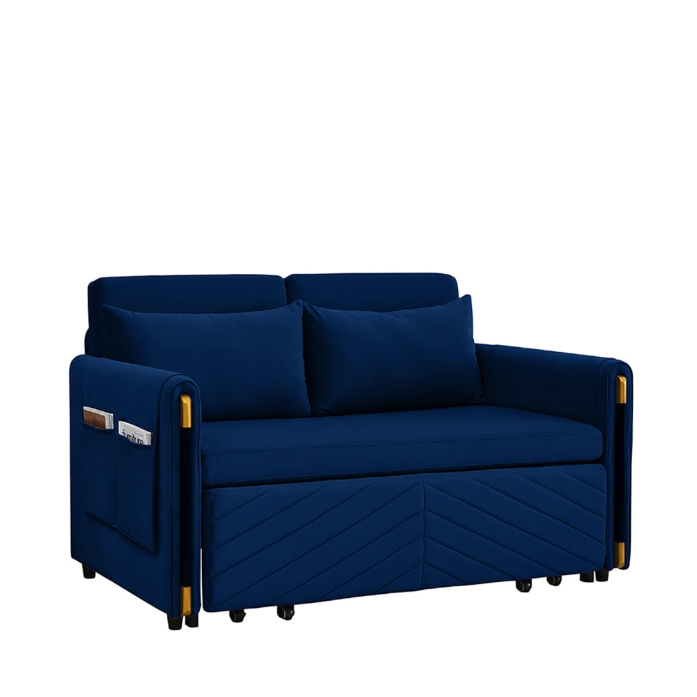 54" Modern Convertible Sofa Bed with 2 Detachable Arm Pockets, Velvet ...