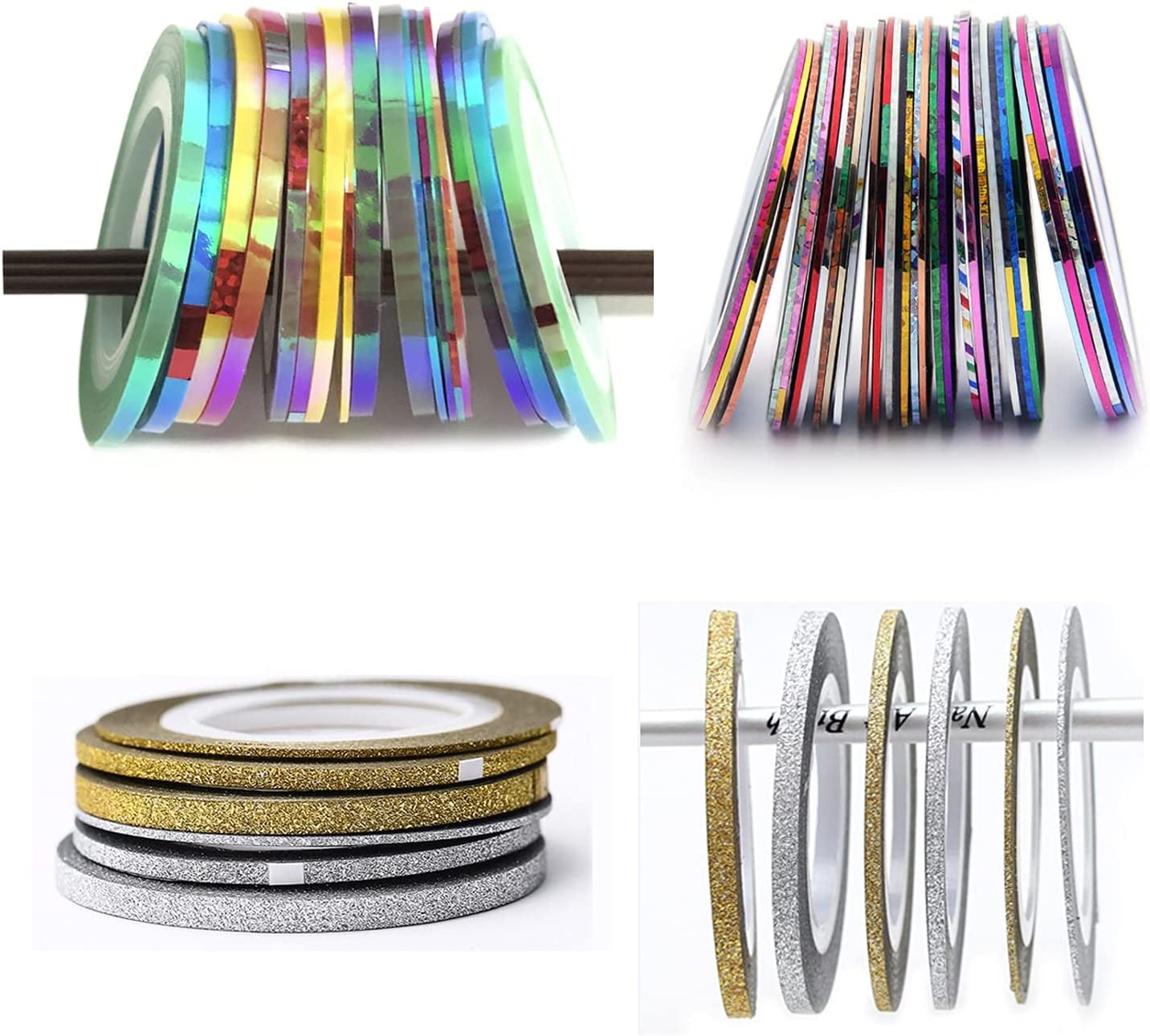 54 PCS Nail Art Striping Tape Lines Kit - 18 PCS Mermaid Candy Color ...