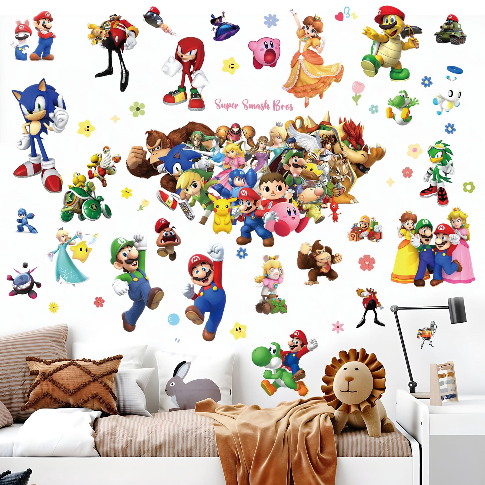 54 PCS For Super Smash Bros Games Wall Stickers,Cartoon Character Wall ...