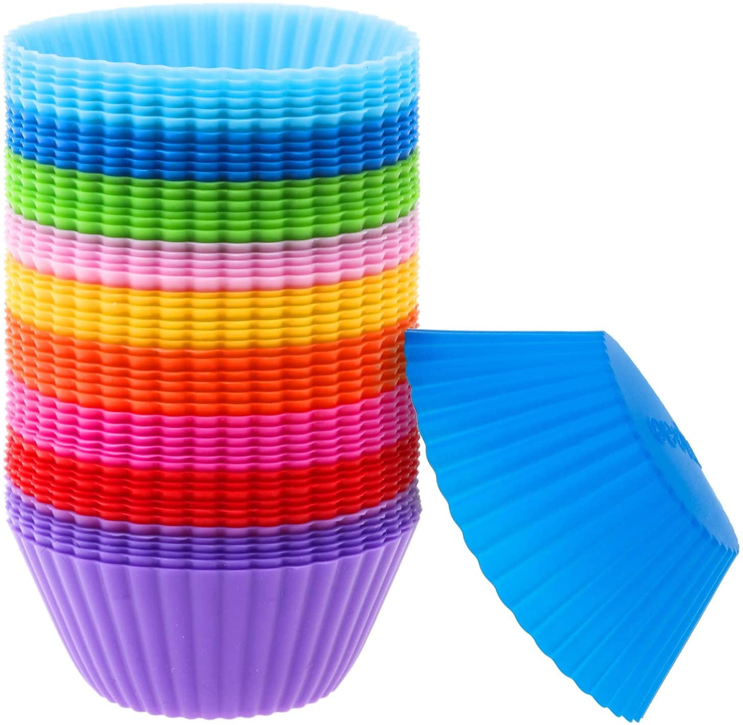 54 Pack Silicone Muffin Cups, Silicone Cupcake Baking Cups Reusable ...