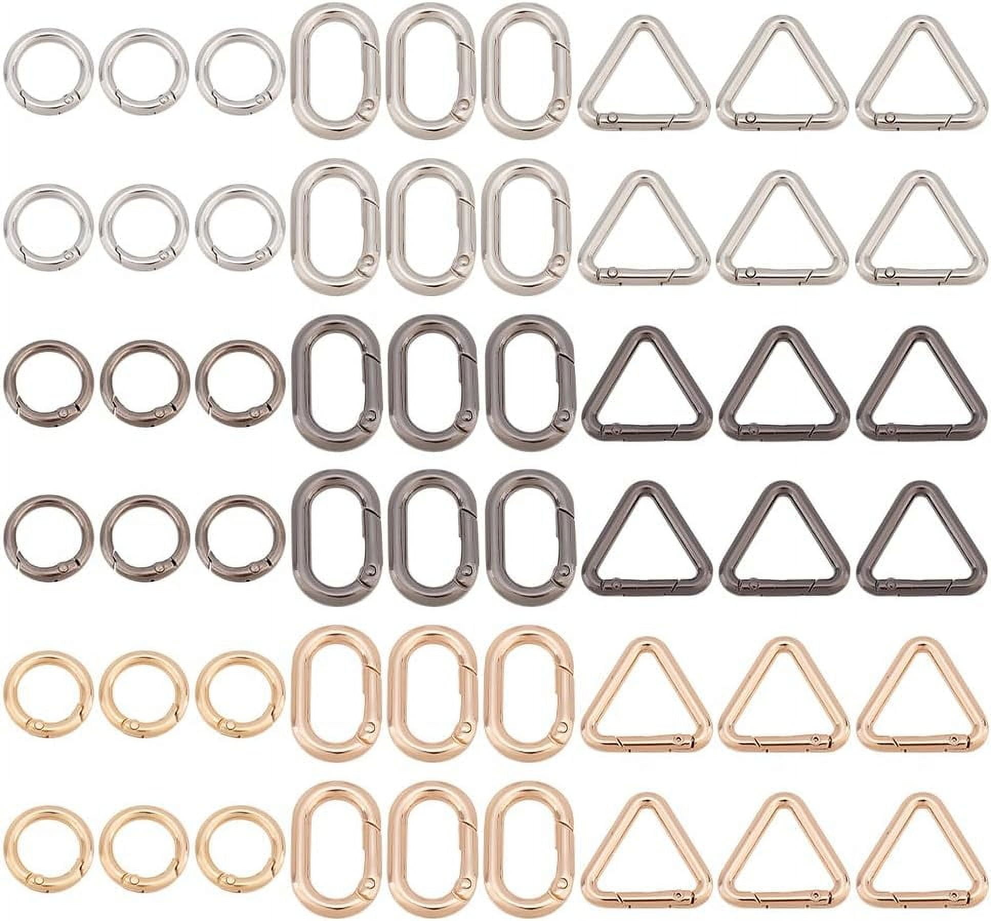 54 Pcs 9 Styles Alloy Spring Rings Metal Buckles O/Oval/Triangle Spring ...