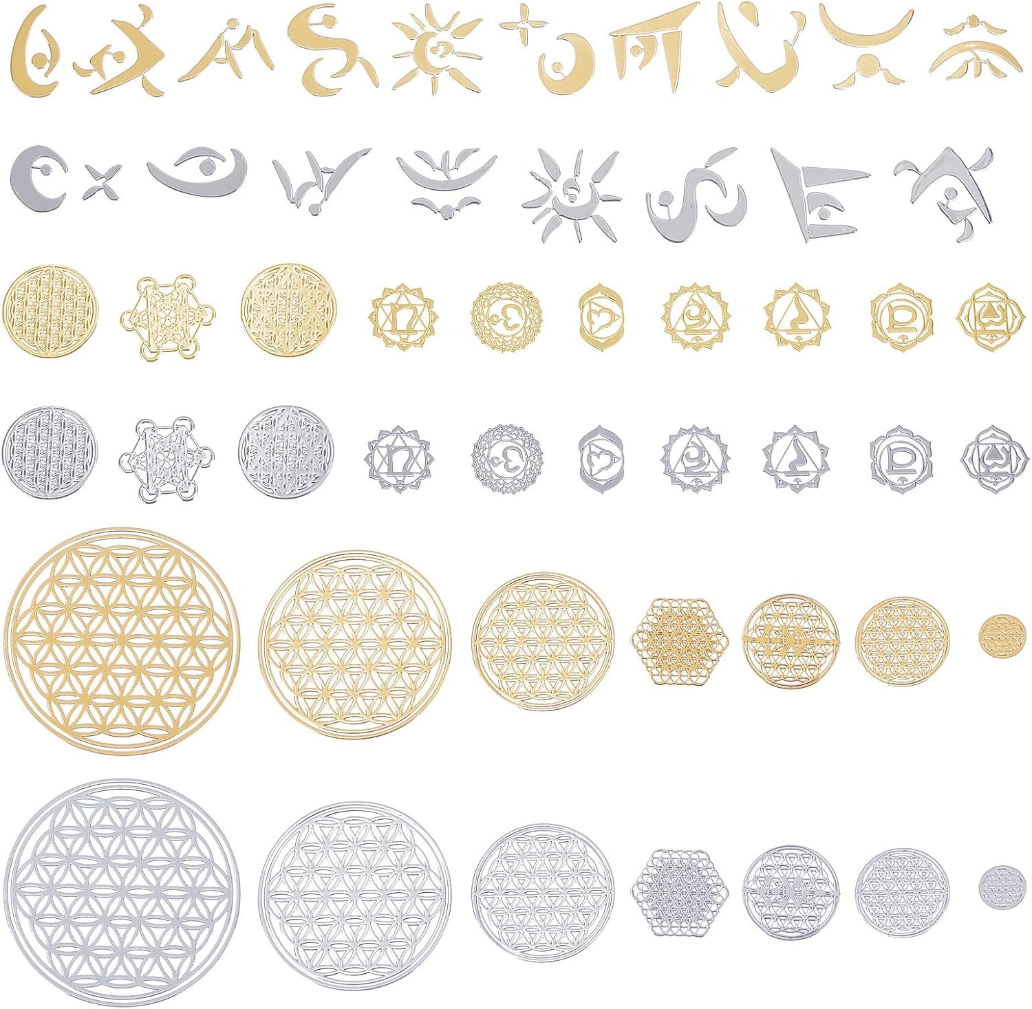 54 Pcs Self Adhesive Golden Stickers Sacred Geometry Stickers Orgone ...
