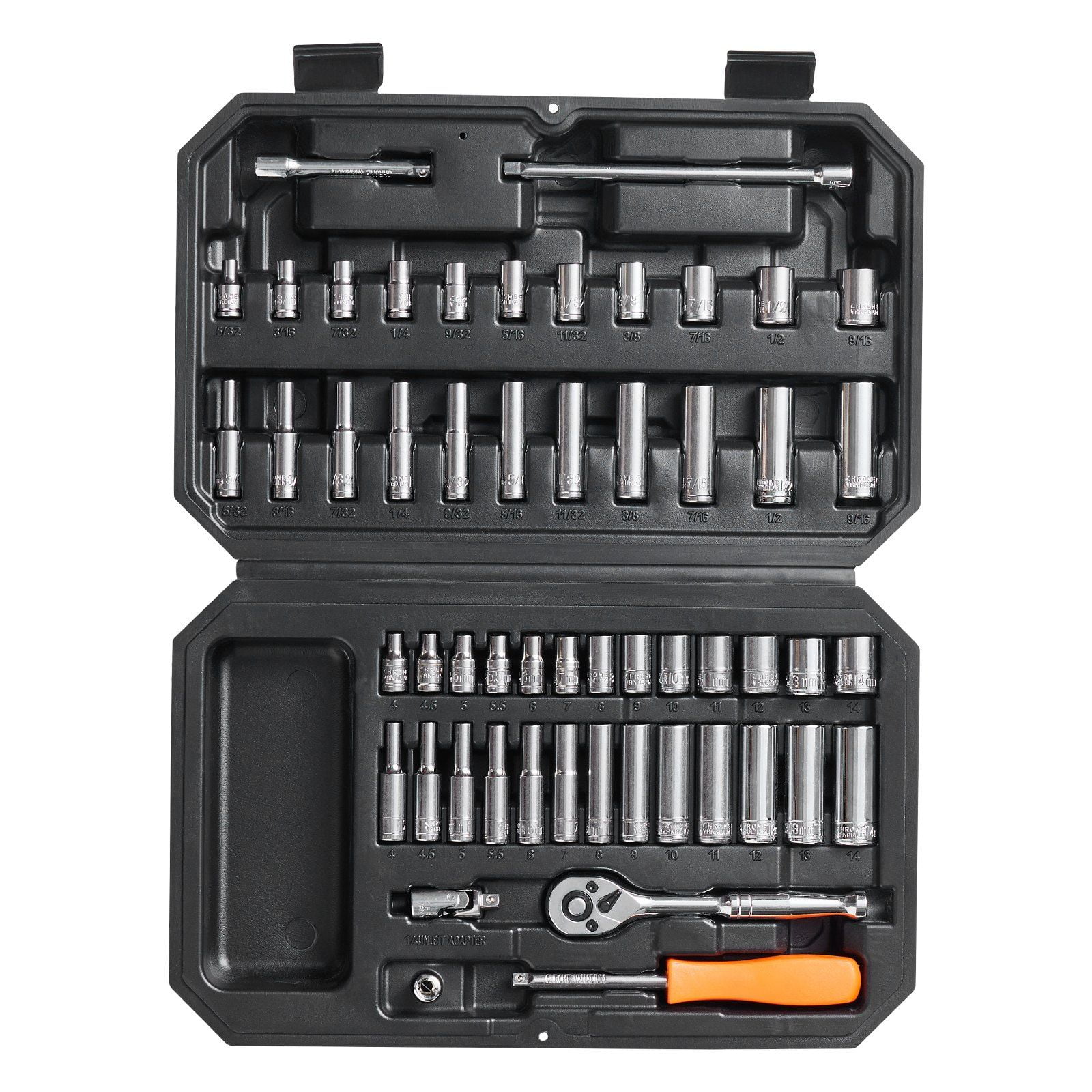 54-Piece 1/4 Inch Drive Socket and Ratchet Set with 6-Point Socket ...