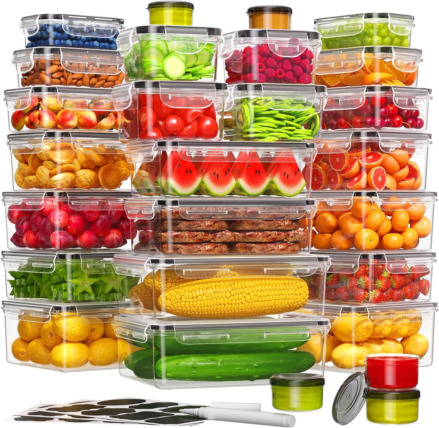 54-Piece Food Storage Containers with Lids(27 Containers & 27 Lids ...