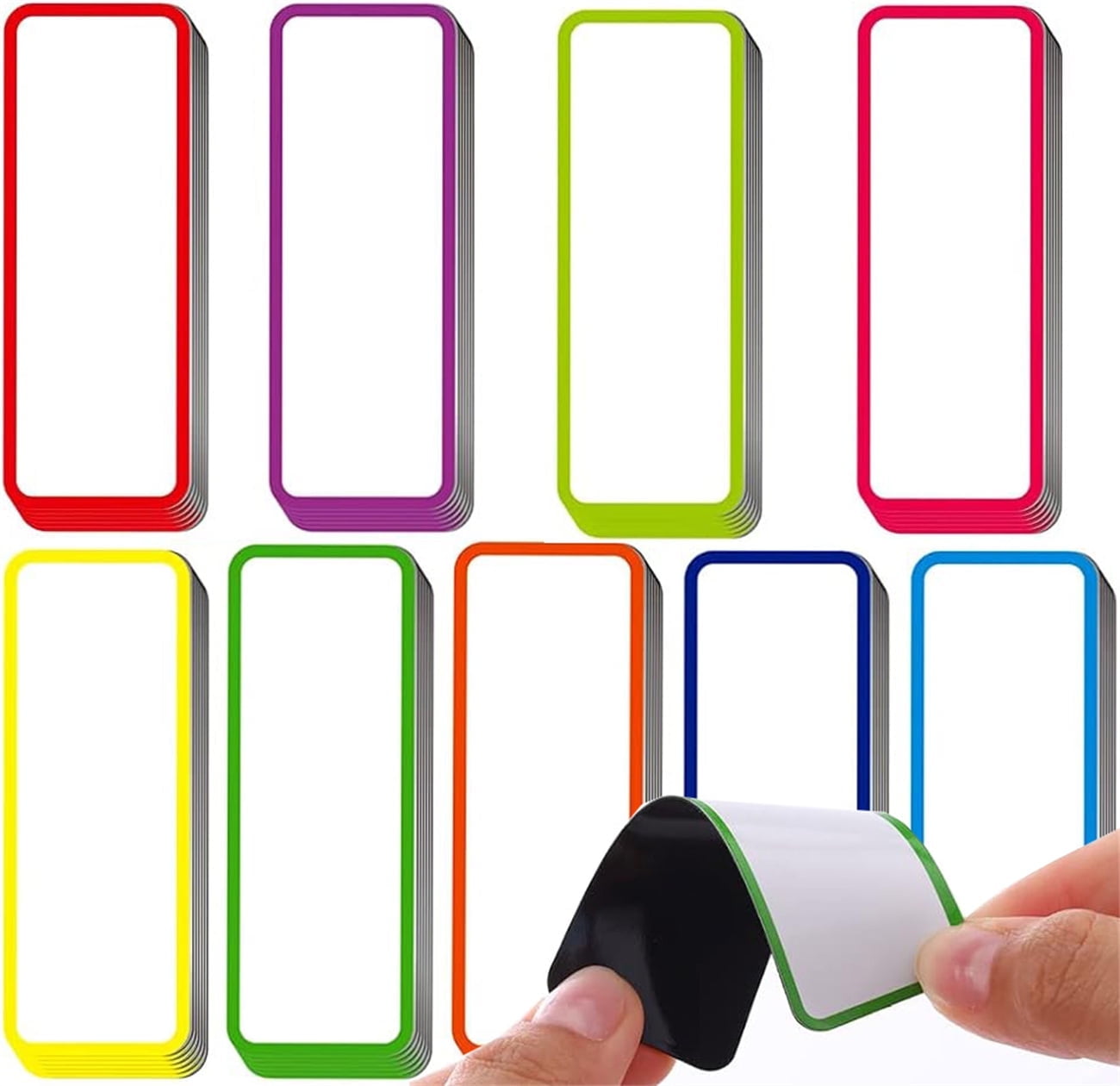 54 Pieces 3.2"x1.2" Colored Magnetic Dry Erase Labels,Happon Writable ...
