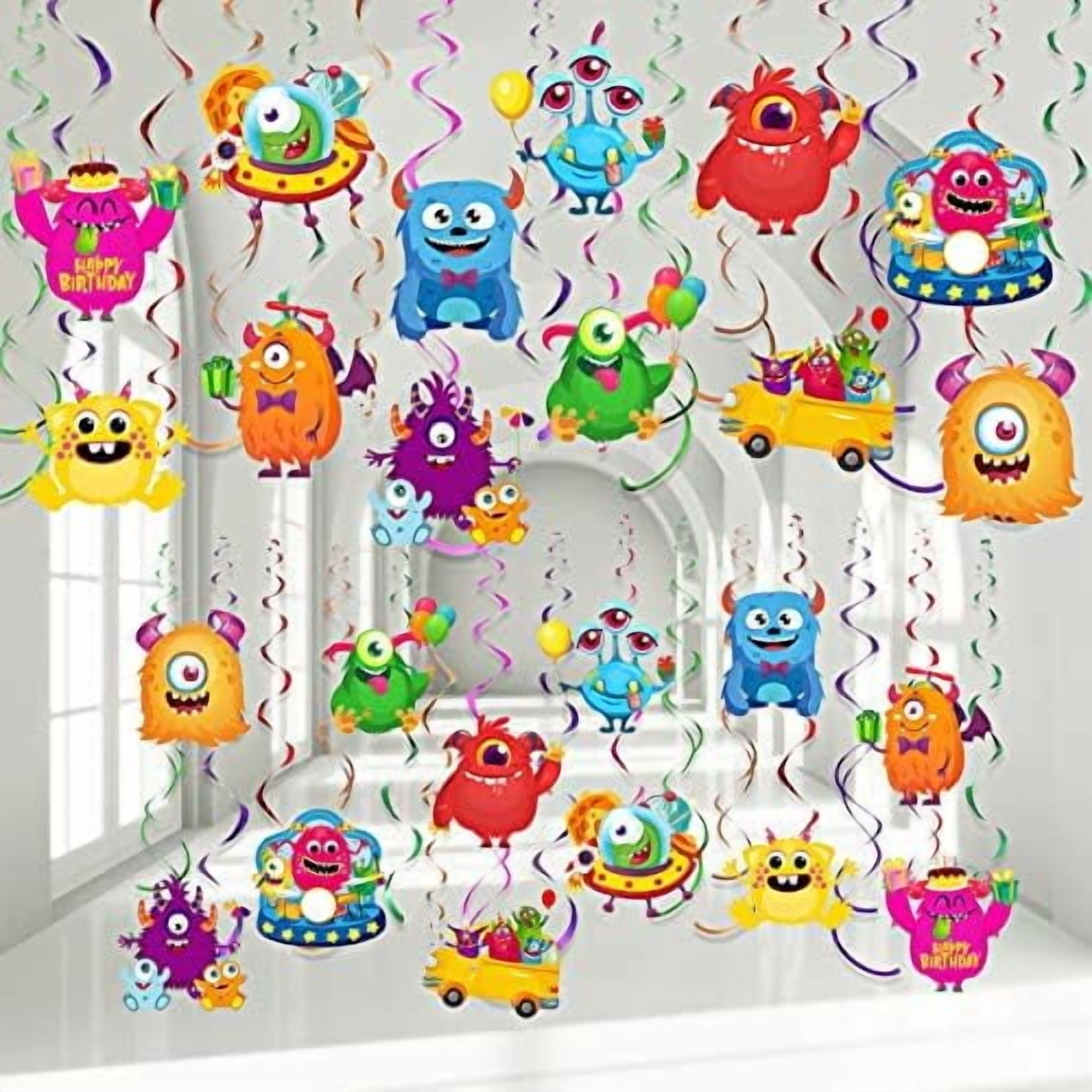 54 Pieces Cartoon Monster Hanging Swirls Decoration Little Monster ...