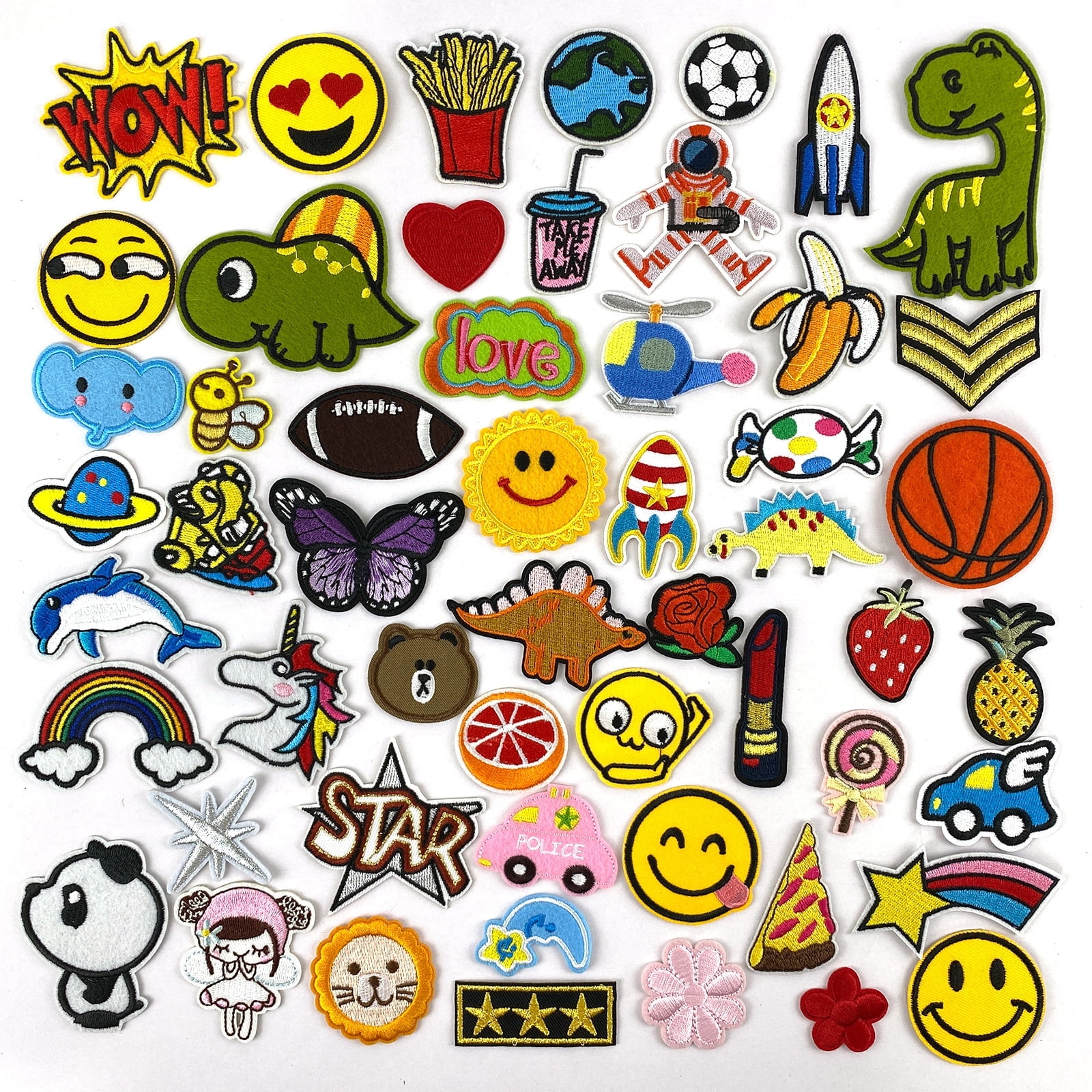54 Pieces Iron-On Patches Cute DIY Clothing Patches Stickers Children ...