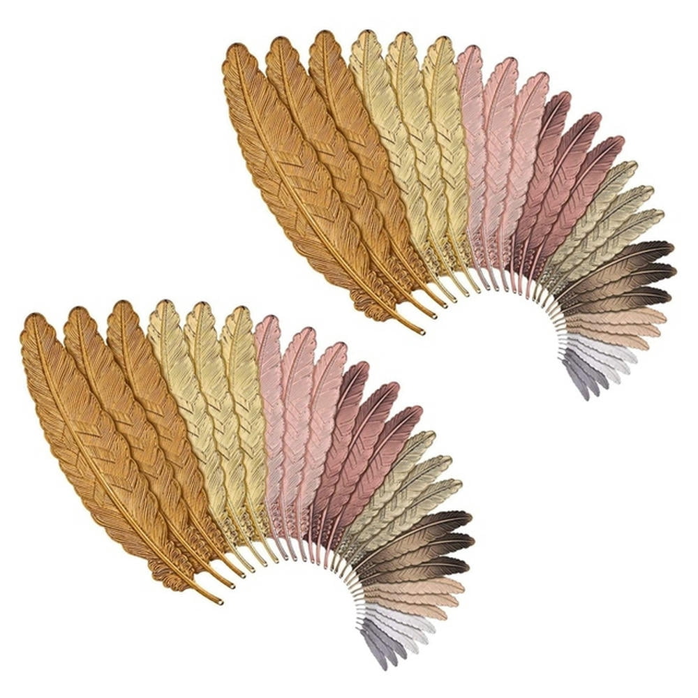 54 Pieces Of Metal Bookmarks Feather Bookmarks Feather Bookmarks For ...