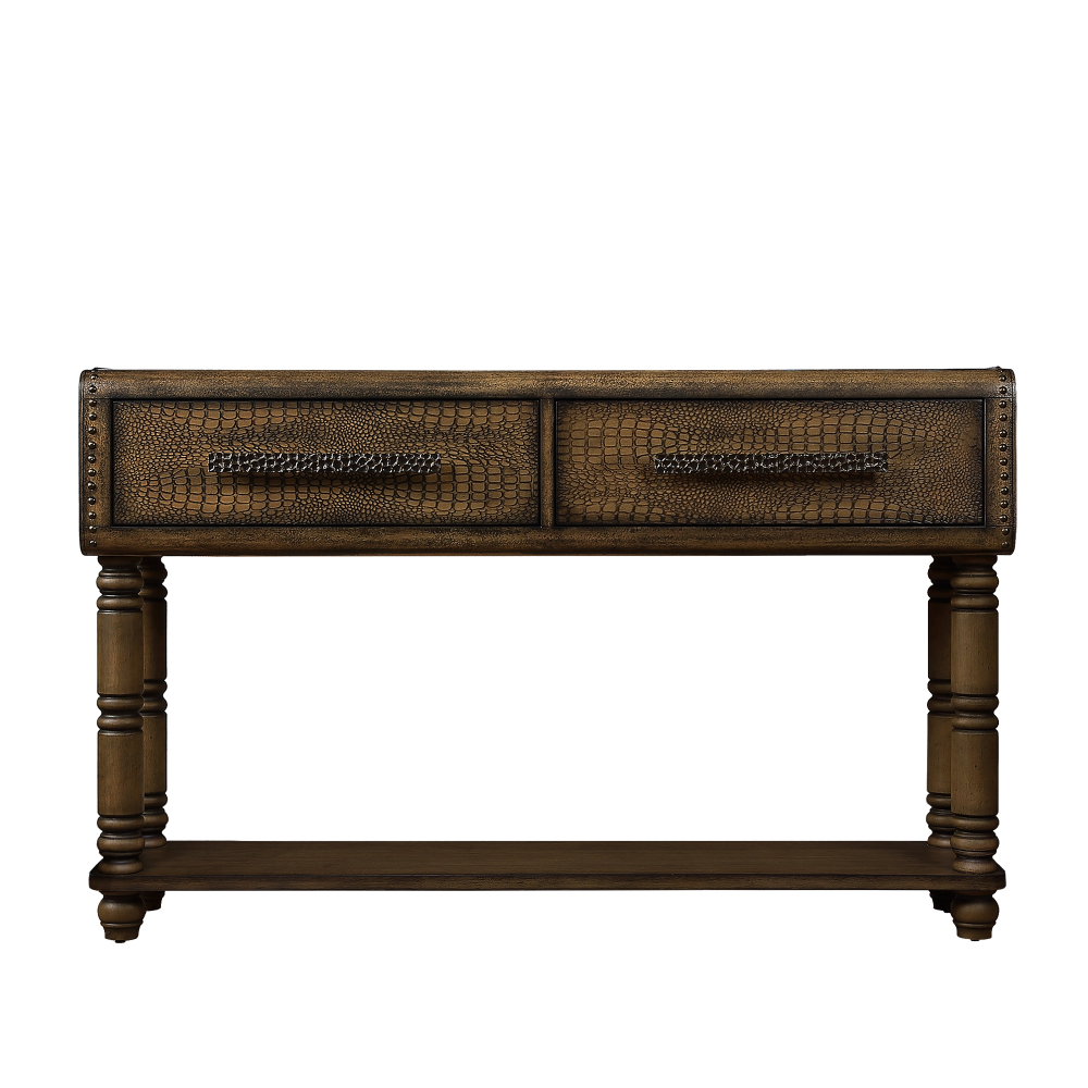 54" Pine Wood Console Table, Imitation Skin Texture Retro Sofa Table ...