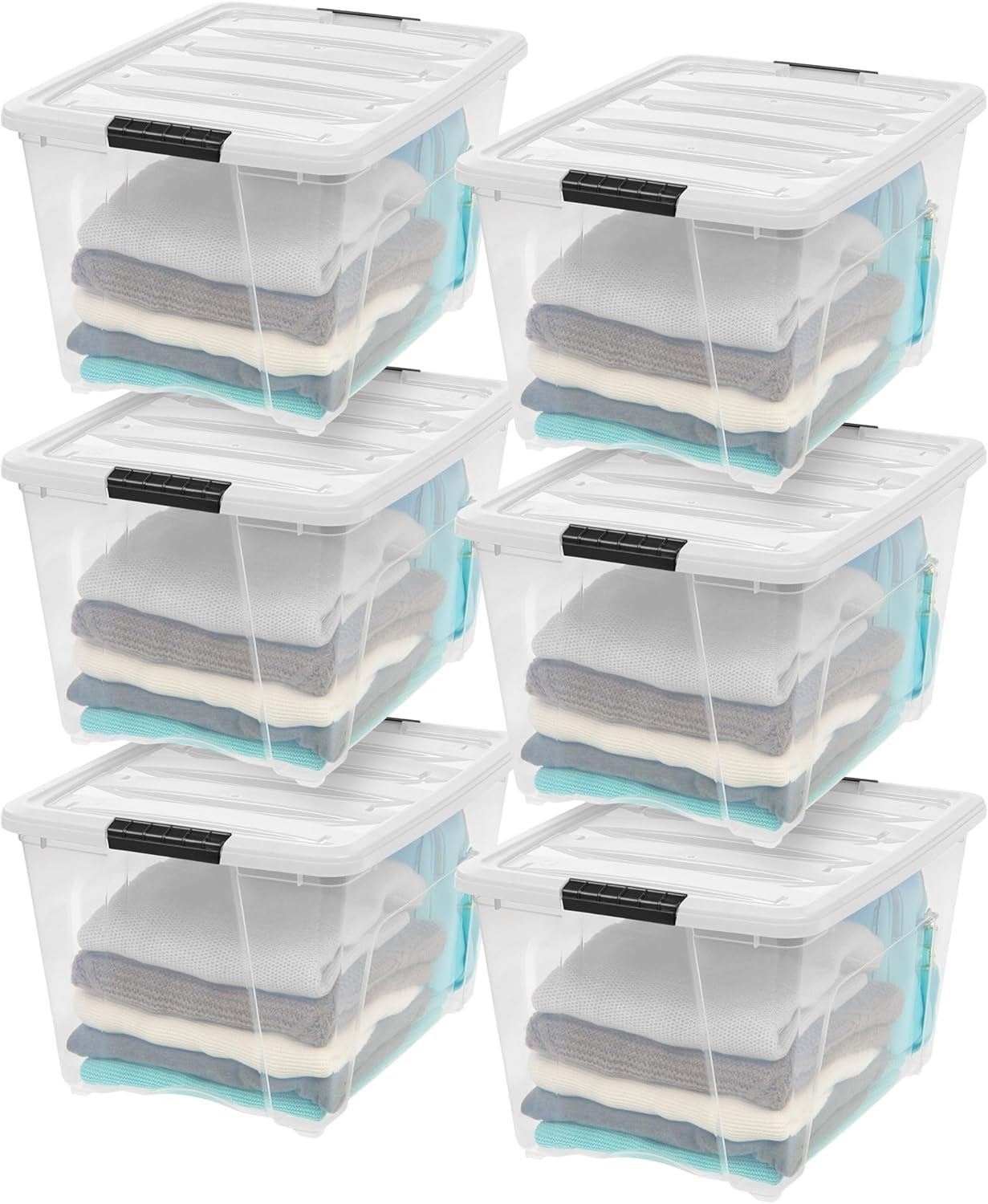 54 Qt Plastic Storage Bins with Lids, 6 Pack - Free, Made in USA - See ...