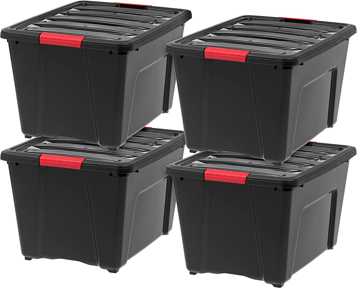 54 Qt Stackable Plastic Storage Bins with Lids, 4 Pack - BPA-Free, Made ...