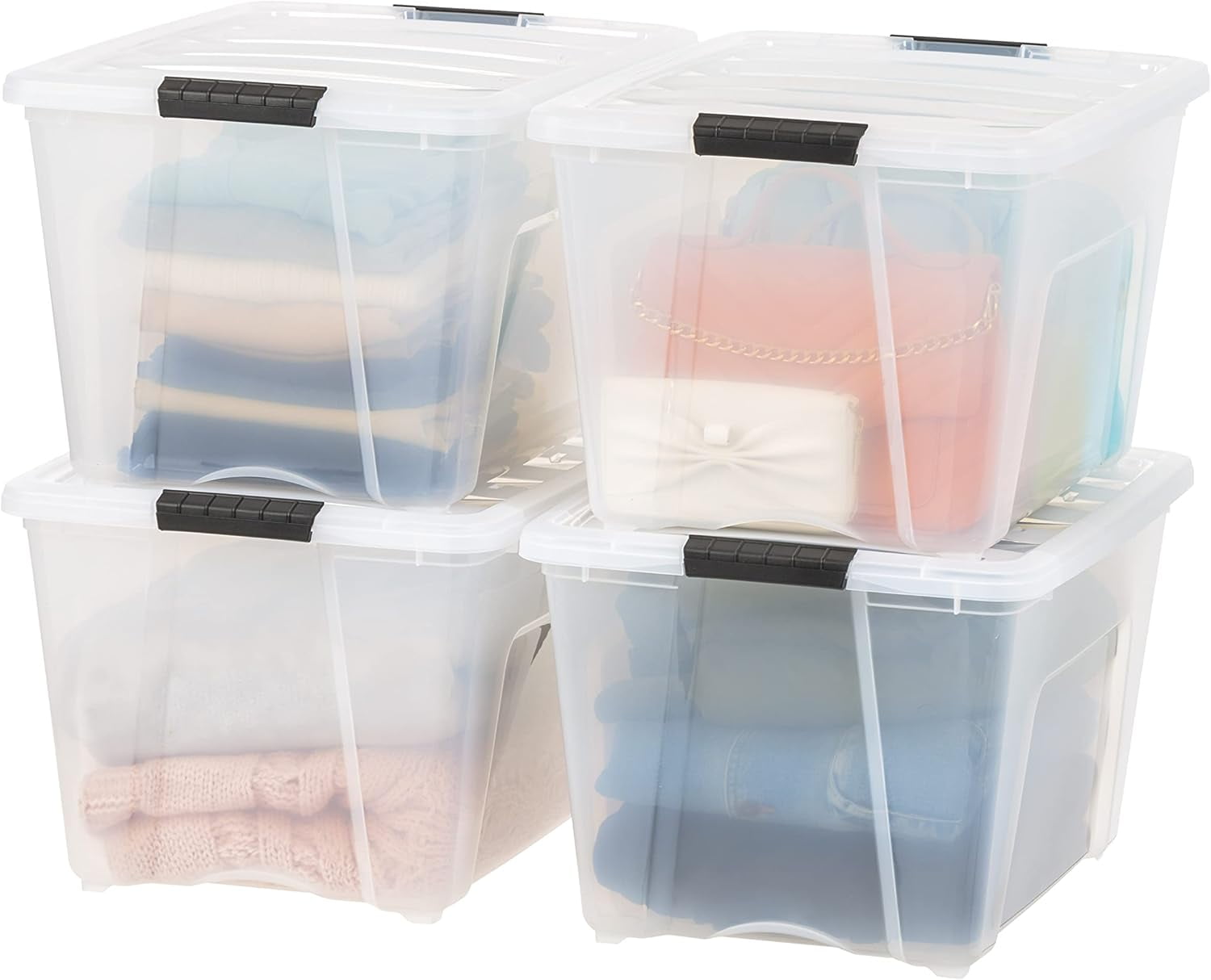 54 Qt Stackable Plastic Storage Bins with Lids, 4 Pack - BPA-Free, Made ...
