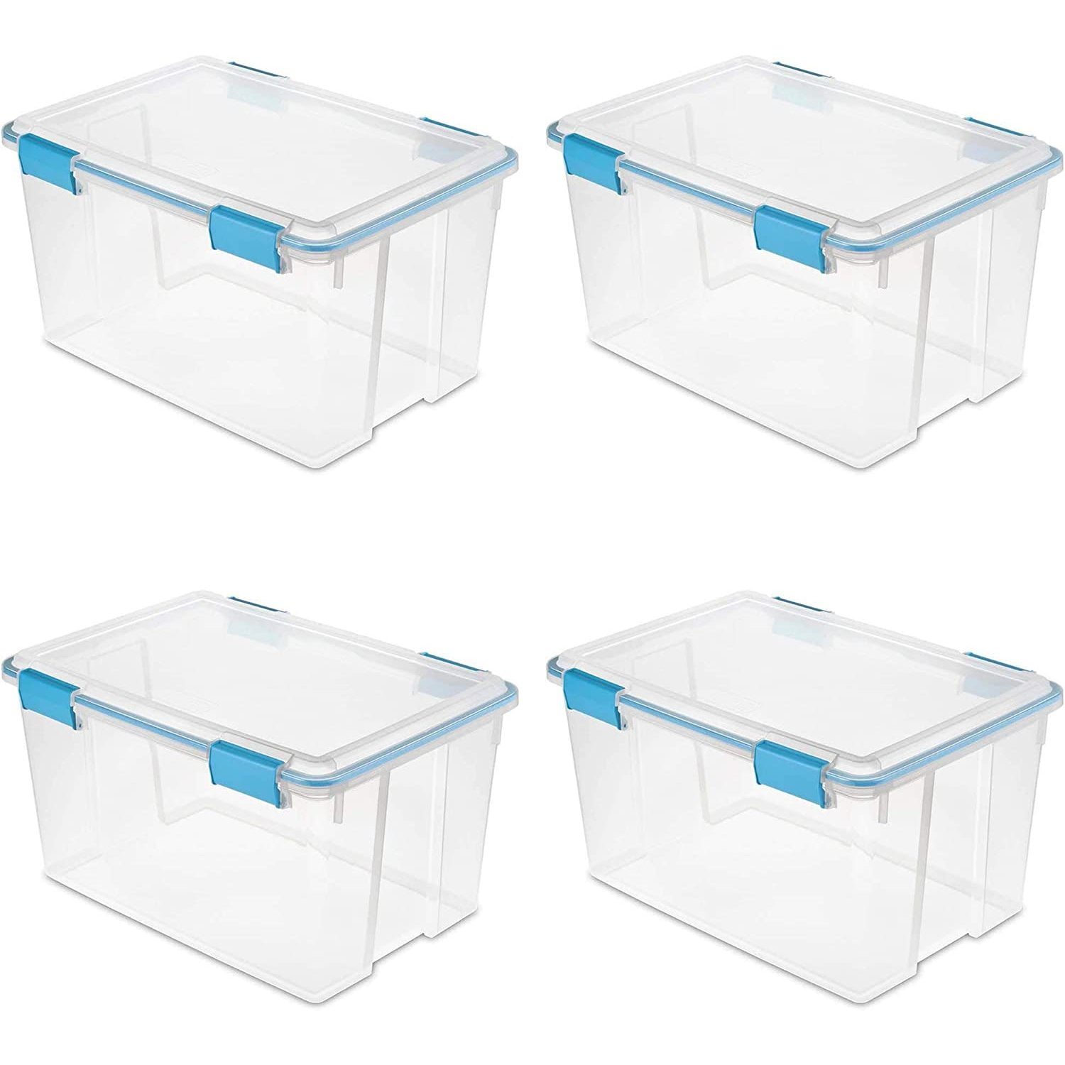 54 Quart Weatherproof Plastic Stackable Storage Box, Air Tight Gasket ...