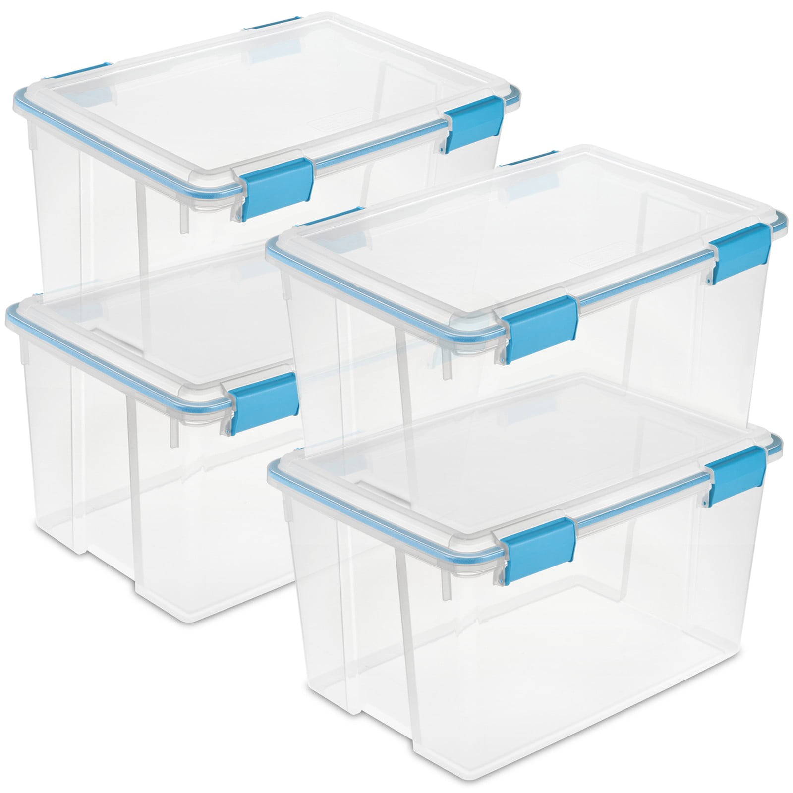 54 Quart Gasket Box, Stackable Storage Bin with Latching Lid, 4 Pack ...