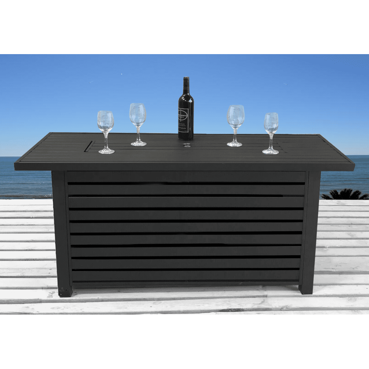 54" Rectangular Dual Fuel Steel Fire Pit Table - 8-Hour Burn Time with ...