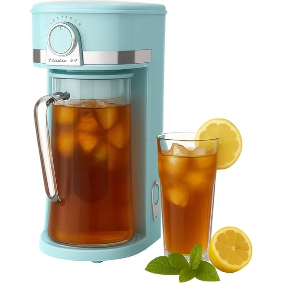 54 Retro Iced Tea Maker with Infuser 3QT Glass Pitcher Electric Tea and ...