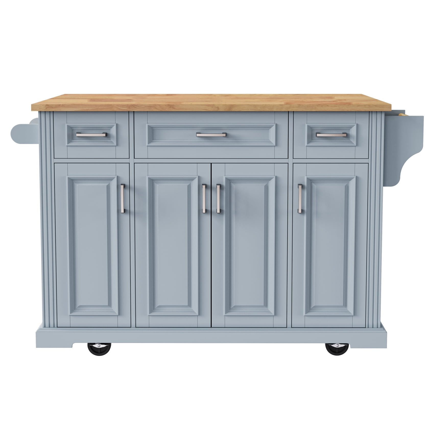 54'' Rolling Kitchen Island with Drop Leaf & Storage, Mobile Kitchen ...
