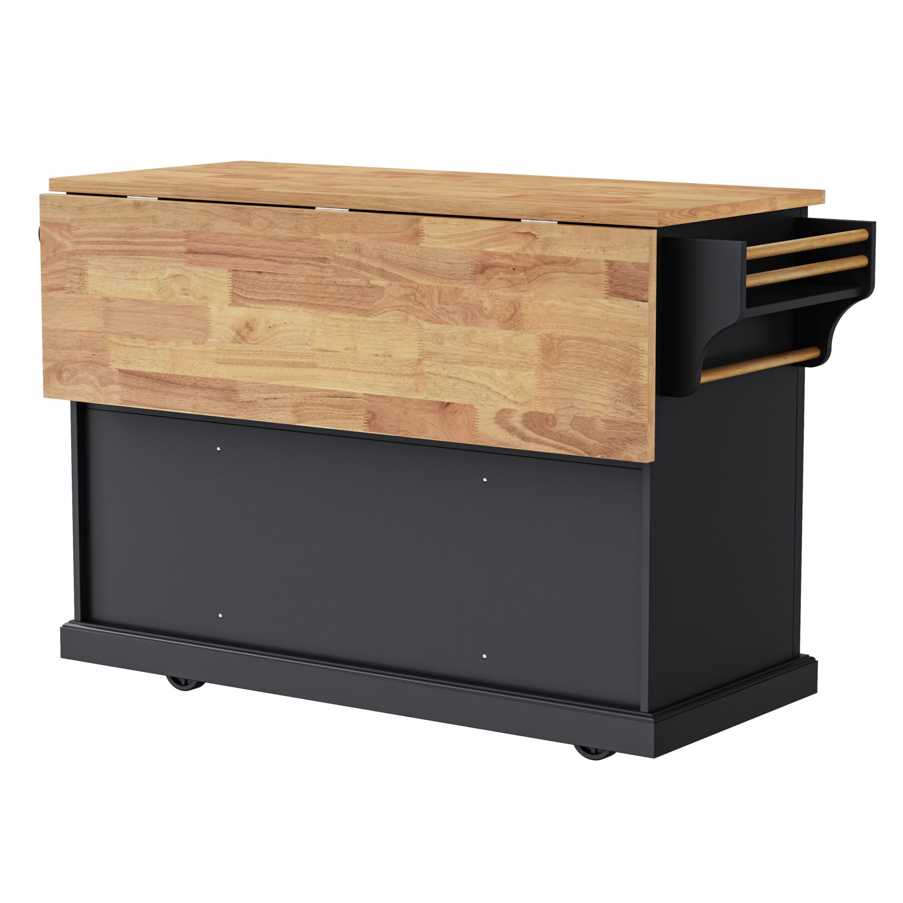 54'' Rolling Kitchen Island with Drop Leaf & Storage, Mobile Kitchen ...