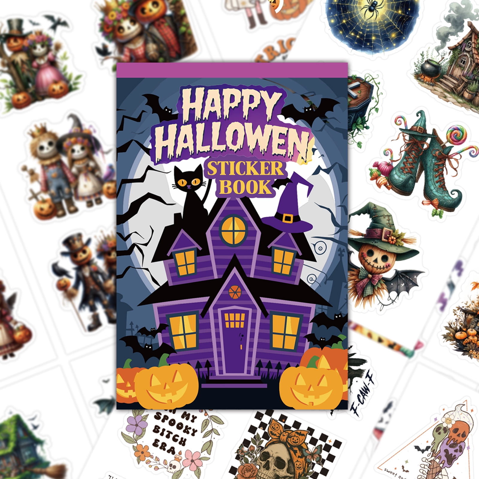 54 Sheets 352 Pcs Halloween Sticker Book Waterproof Vinyl Decals for ...