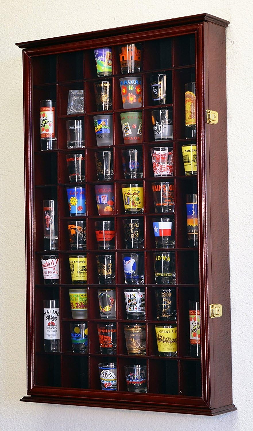 54 Shot Glass Shooter Display Case Holder Cabinet Wall Rack w/UV ...