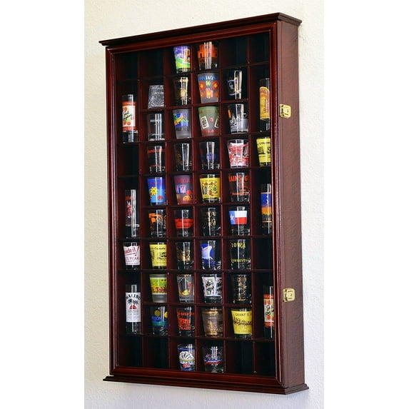 54 Shot Glass Shooter Display Case Holder Cabinet Wall Rack w/UV ...