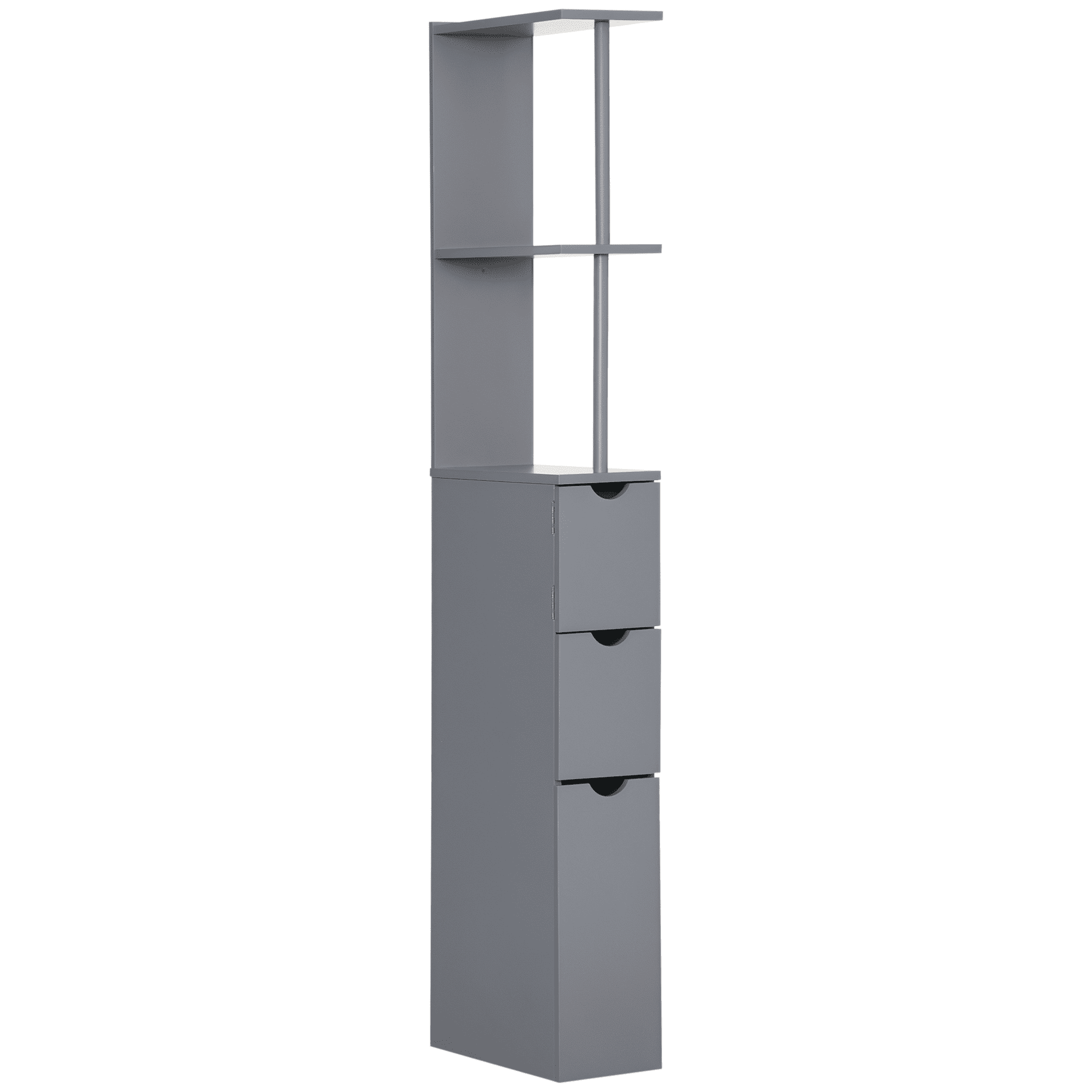 54" Tall Bathroom Storage Cabinet, Freestanding Linen Tower with 2-Tier ...