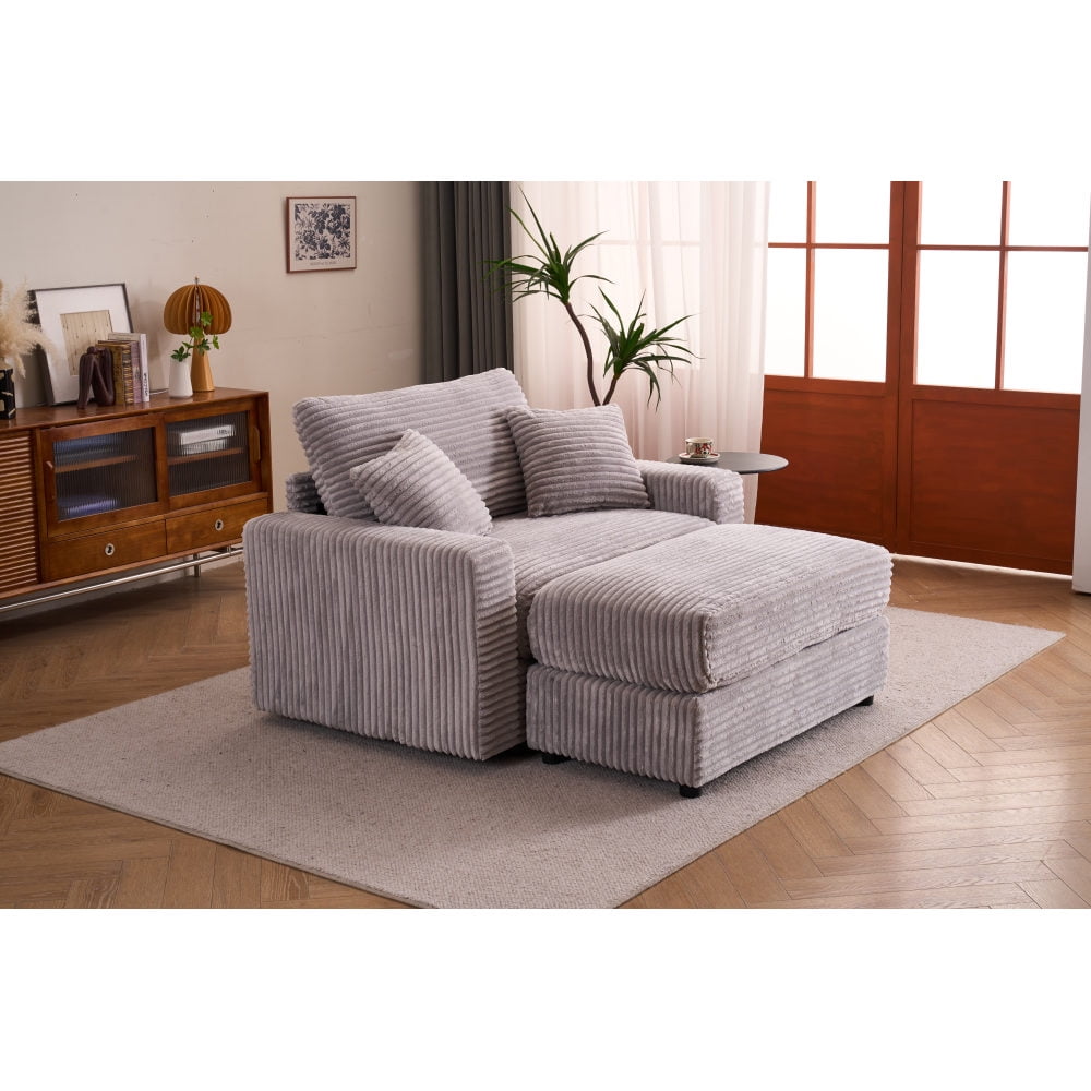 LUCKHAO 54''W Oversized Chaise Lounge Chair Indoor with Ottoman ...