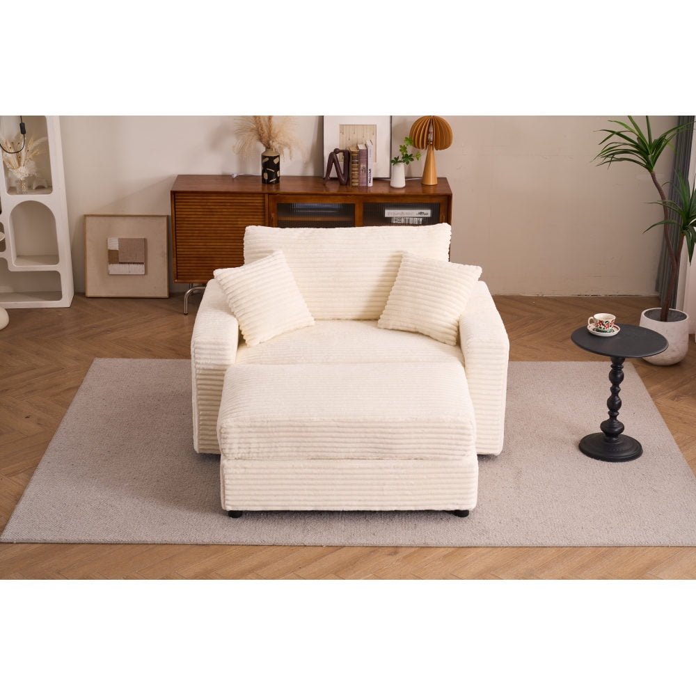 LUCKHAO 54''W Oversized Chaise Lounge Chair Indoor with Ottoman ...