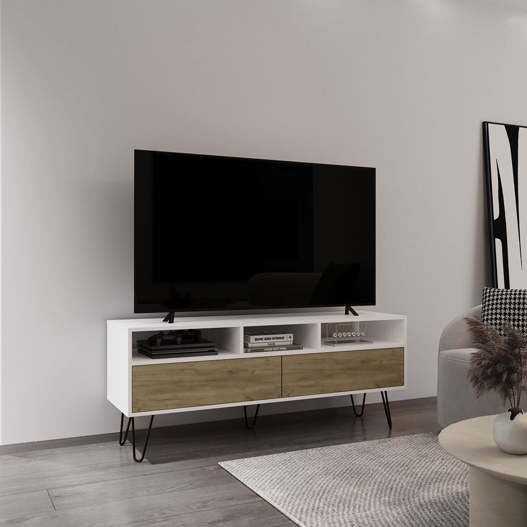 54" Wide TV Stand with Two Doors | Ideal for Entertainment Areas ...