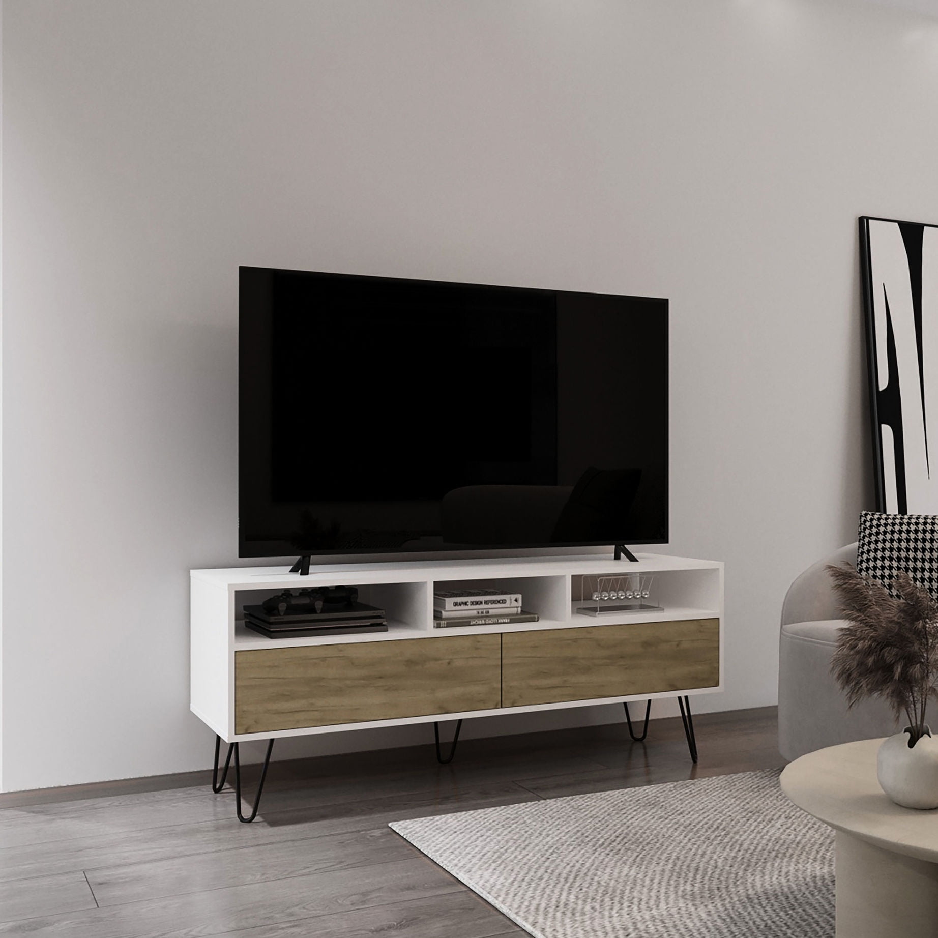54" Wide Two-Door TV Cabinet Stand | Ideal for Gaming and Media in ...