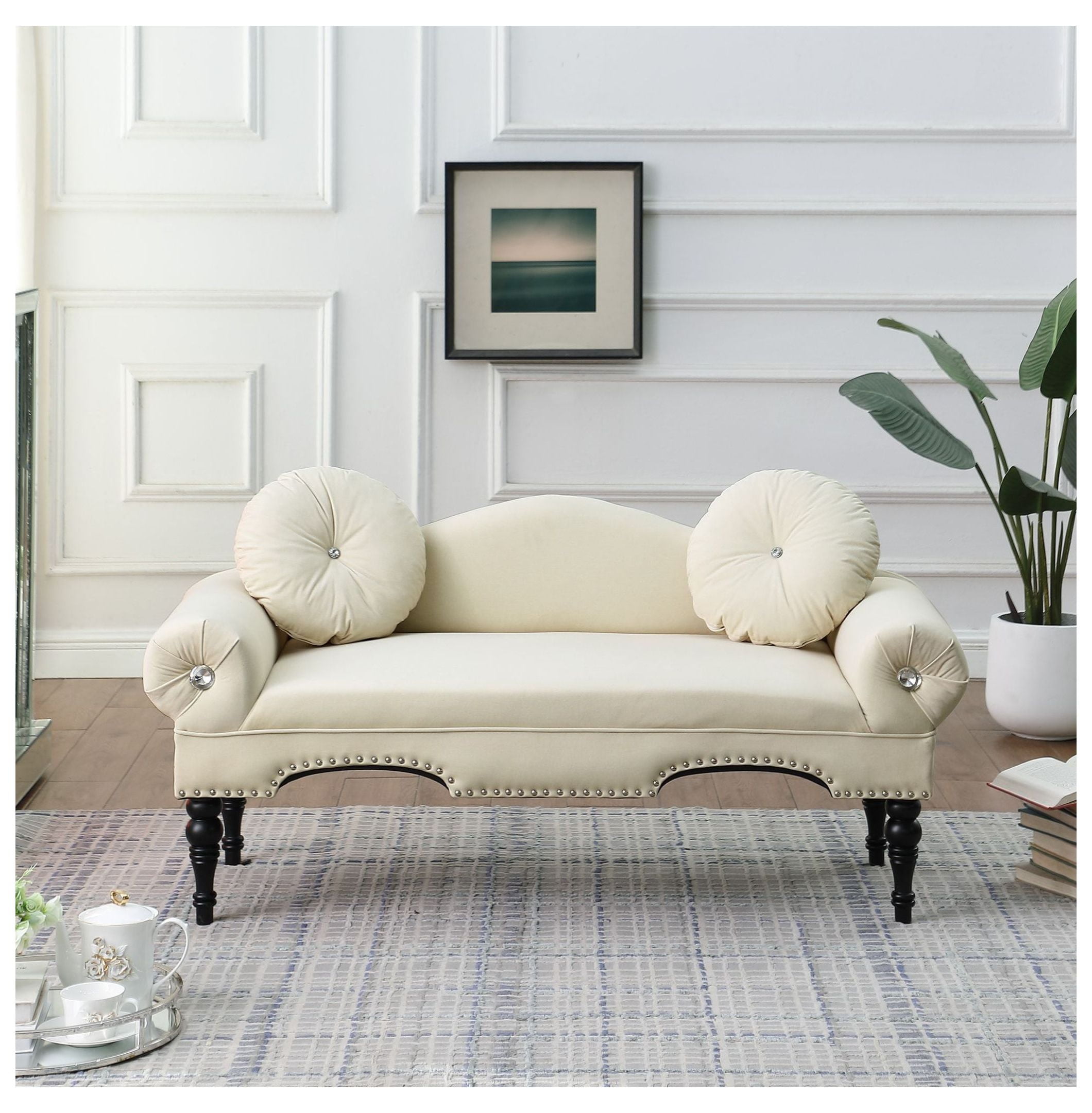 54"Width Modern Velvet Upholstered Loveseat Sofa Accent Bedside ...