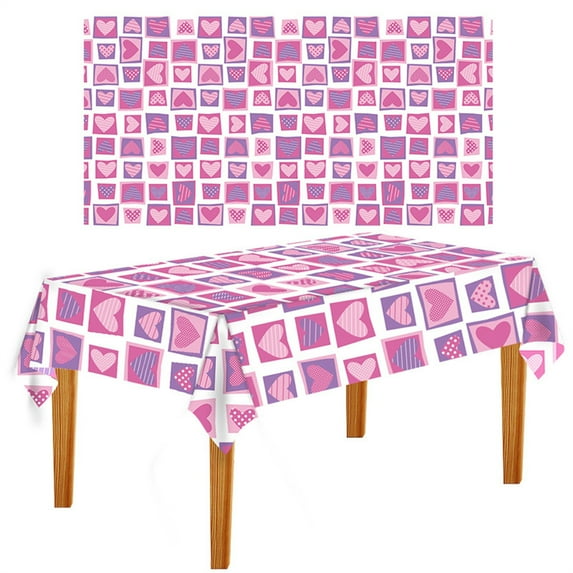 54 X 108in Valentines Day Tablecloth,Disposable Plastic Love Heart ...