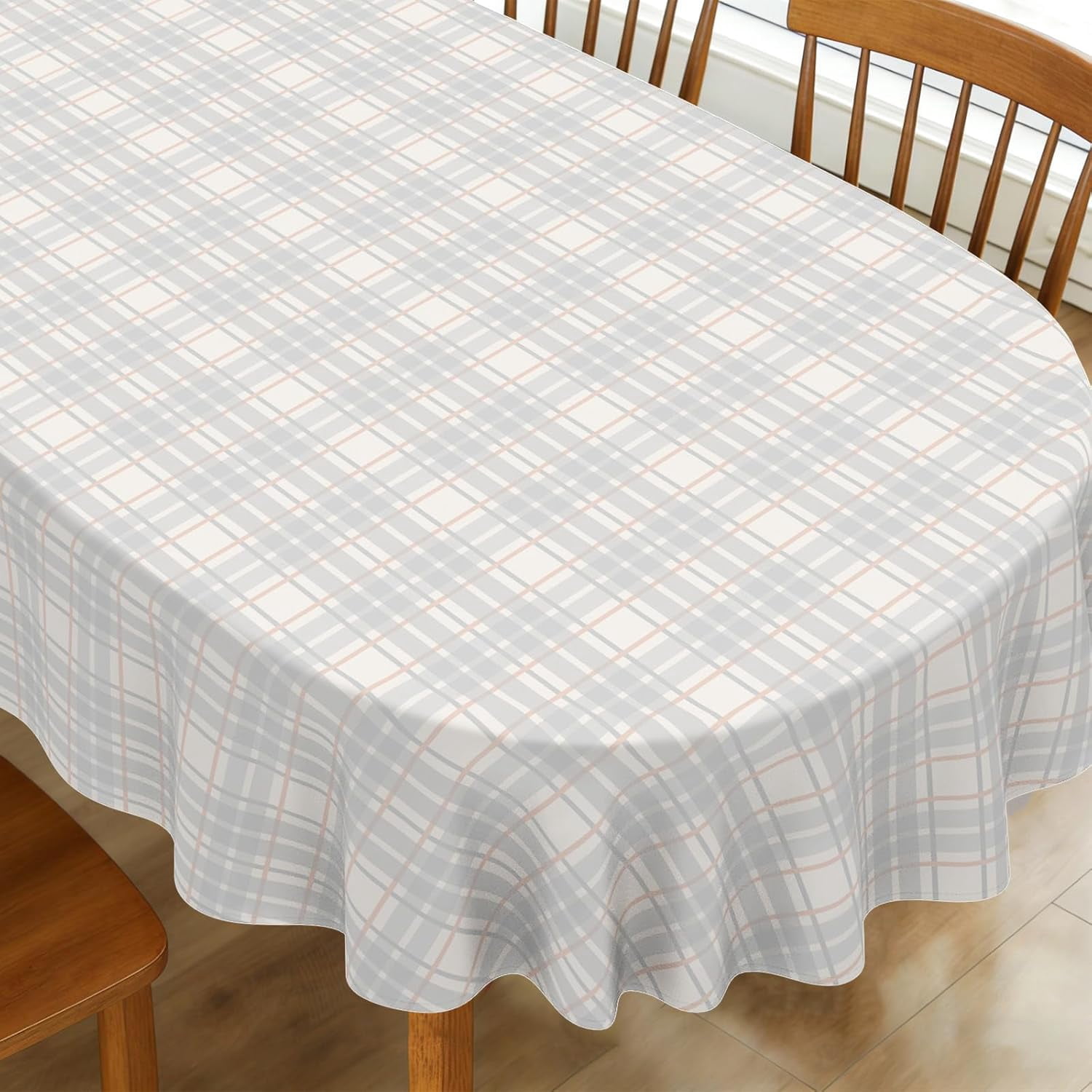 54"X72" Modern Oval Tablecloth for Oval Table, Geometric Water ...