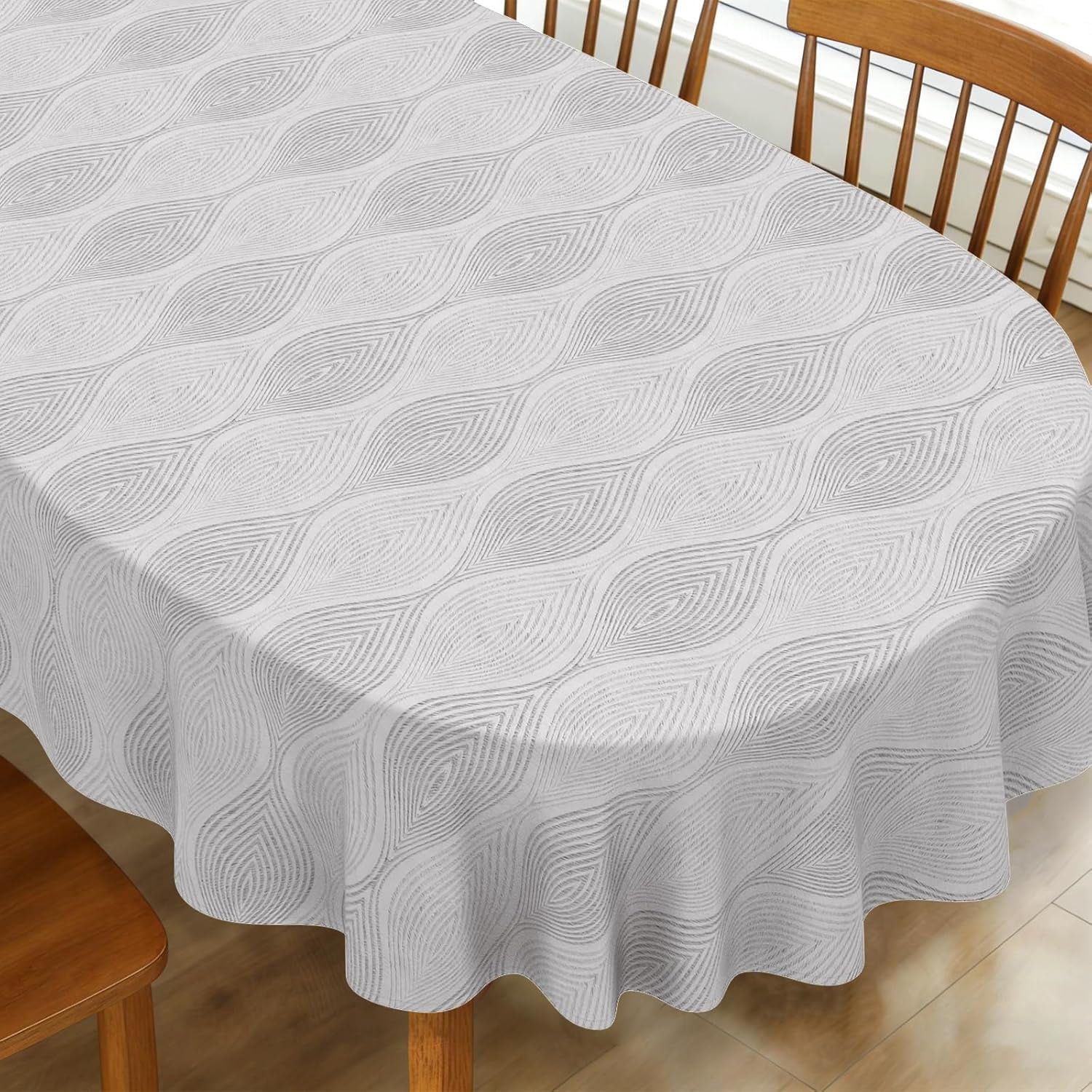 54"X72" Modern Oval Tablecloth for Oval Table, Geometric Water ...