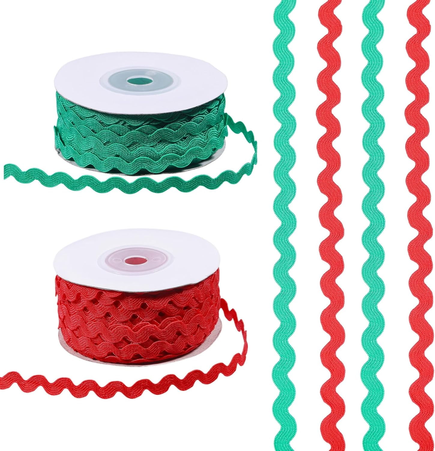 54 Yards 2 Styles Red and Green Wave Bending Fringe Trims for Sewing ...