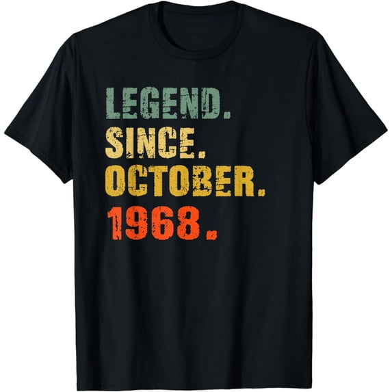 54 Year Old 54th Birthday Gifts Legend Since October 1968 T-Shirt ...