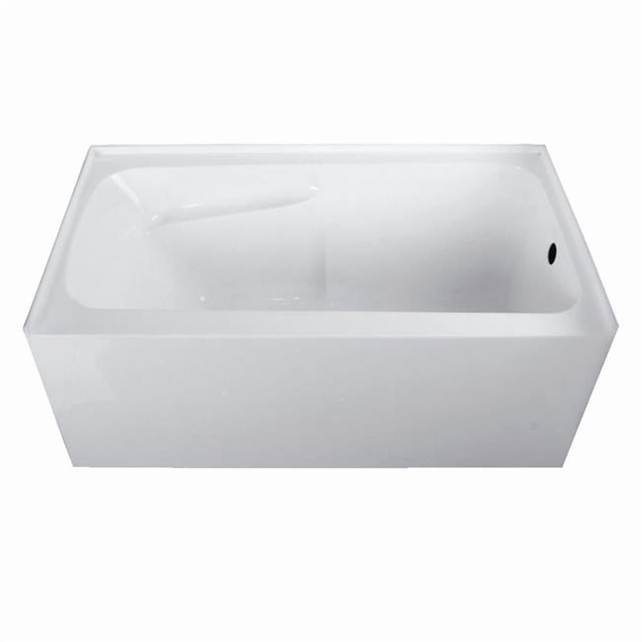 54 in. Acrylic Alcove Tub with Arm Rest & Right Hand Drain Hole, White ...
