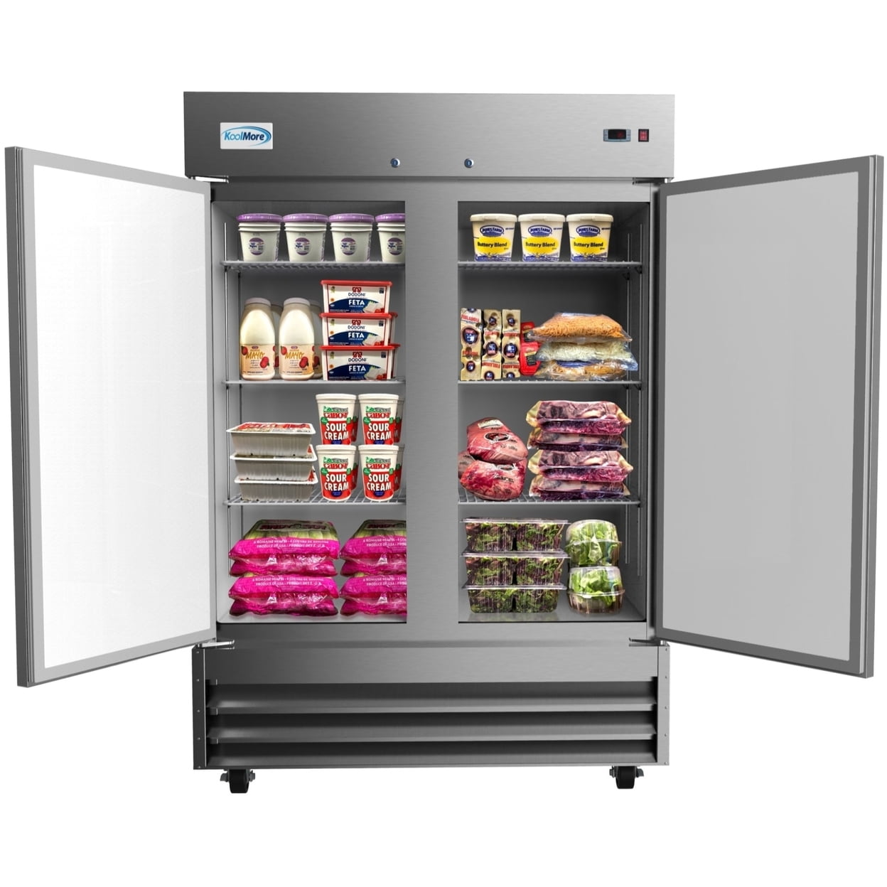 54 in. Two-Door Reach-In Refrigerator - 47 Cu Ft. RIR-2D-SS - Walmart.com