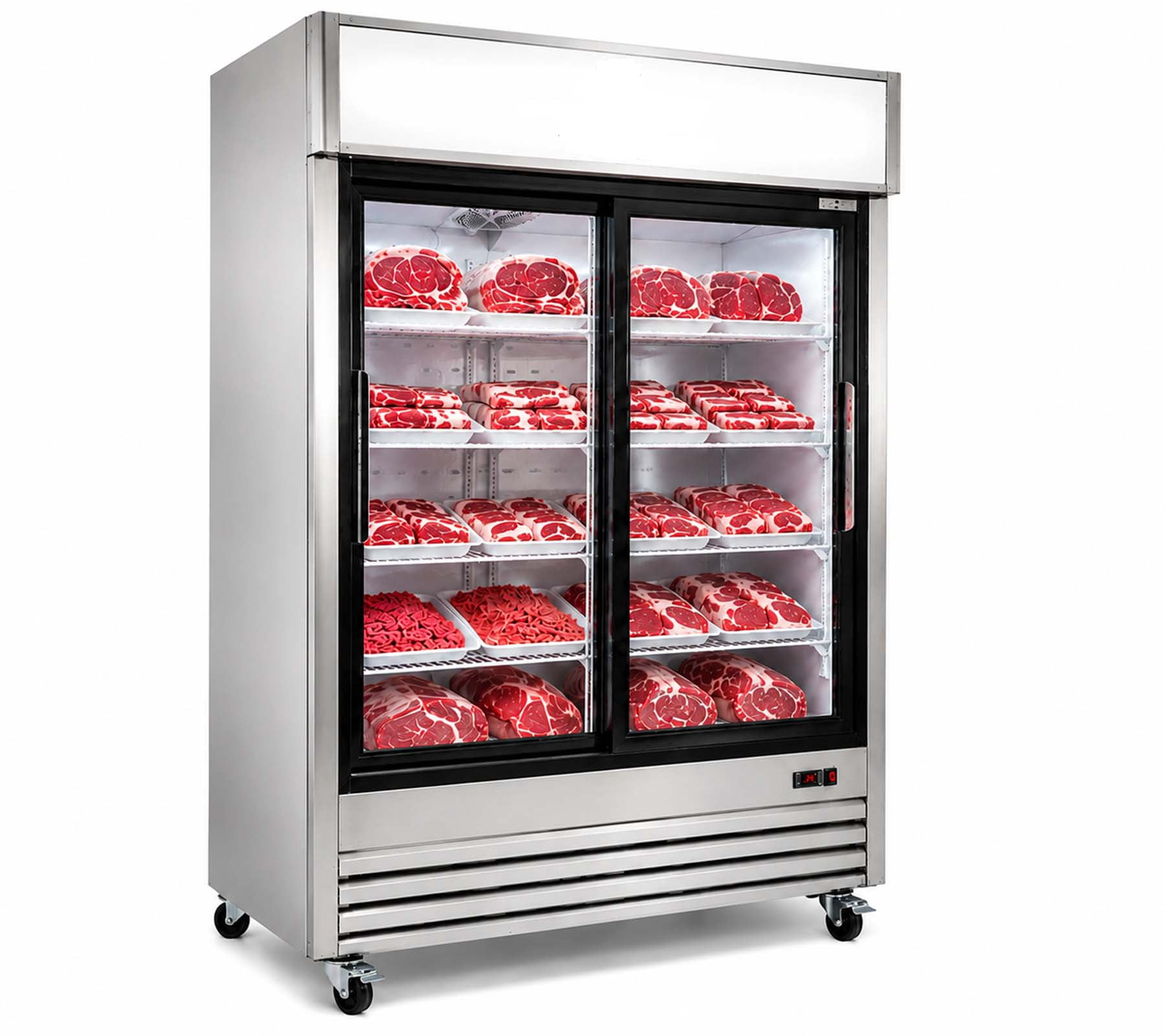 54 in W 42 cu.ft. Commercial Refrigerator Two Sliding Glass Door ...