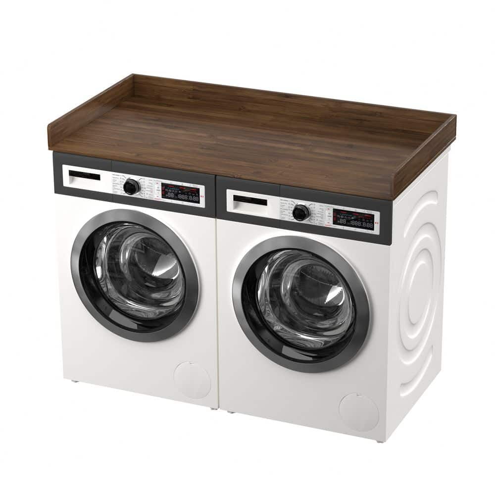 54 in. W Bamboo Modern Rectangle Washer and Dryer Countertop, Laundry ...