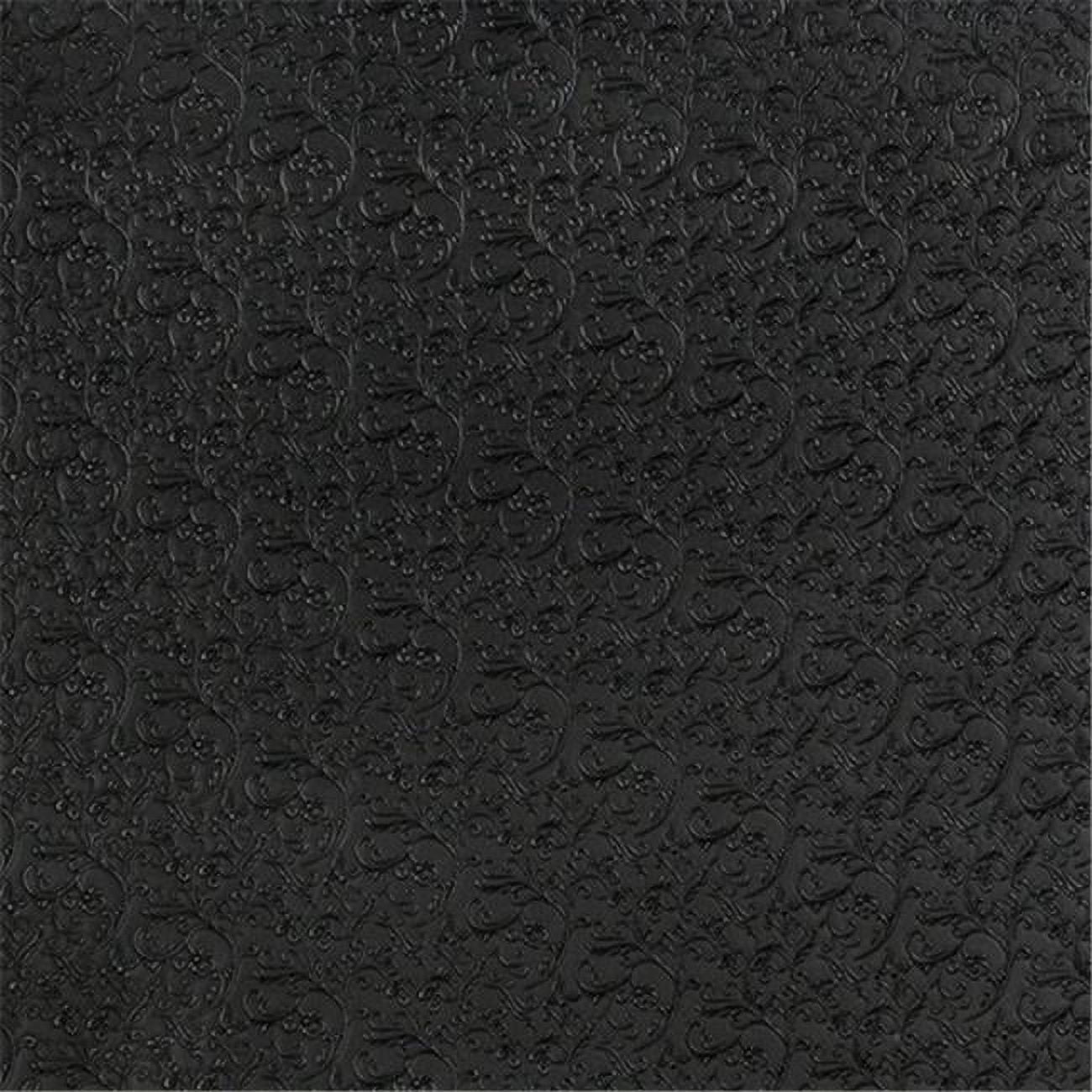 54 in. Wide Black- Metallic Raised Floral Vines Upholstery Faux Leather ...