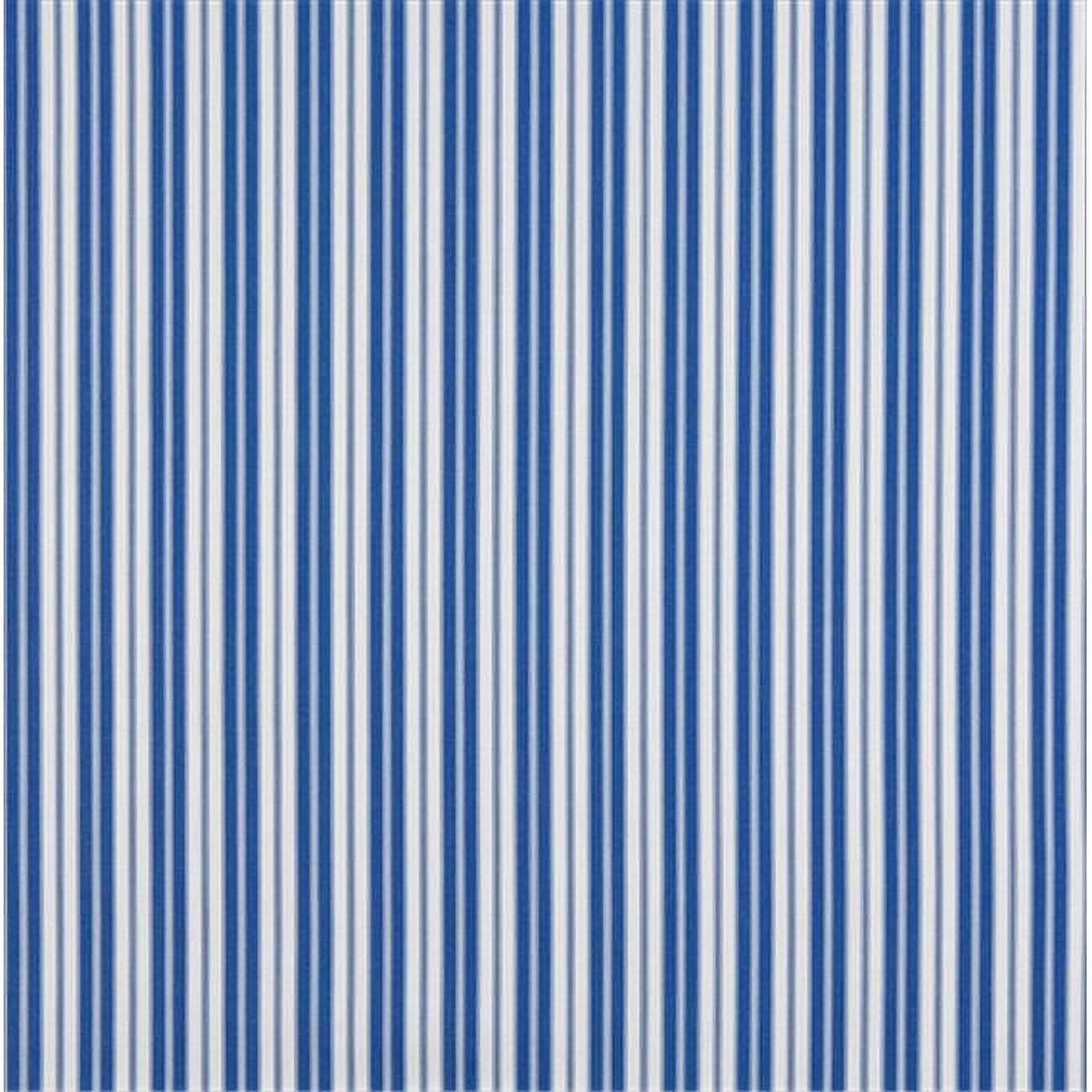 54 in. Wide Blue, Ticking Striped Indoor & Outdoor Marine Scotchgard ...