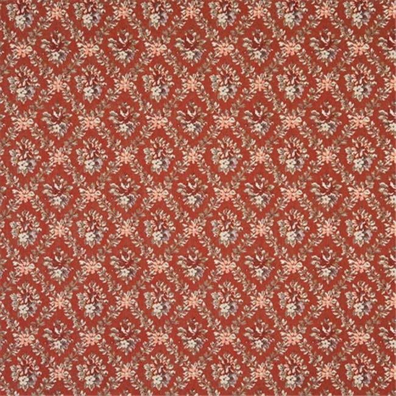 54 in. Wide Red And Green- Floral Diamond Tapestry Upholstery Fabric ...