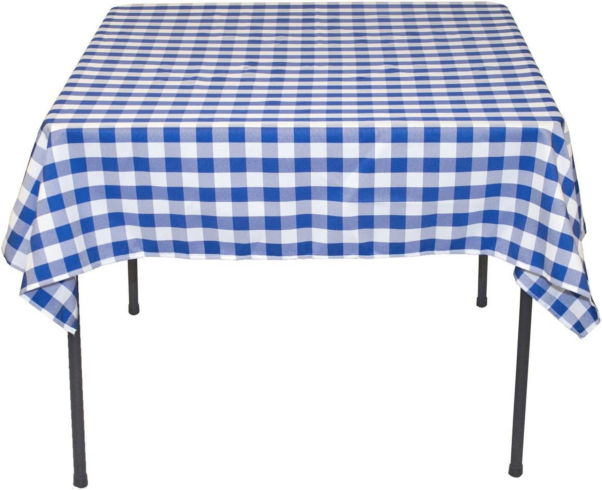 54 in. x 54 in. Blue White Checkered Tablecloth Square - Blue Gingham ...
