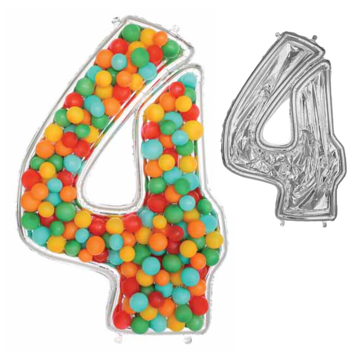 54 inch Balloonformz Mosaic Number 4 - Silver Foil Mylar Balloon ...